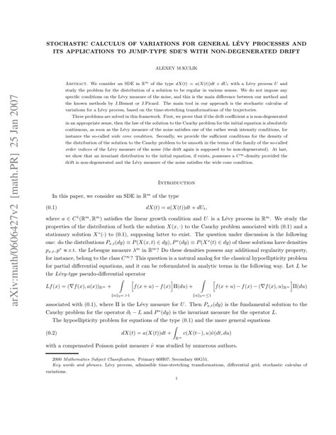Pdf Stochastic Calculus Of Variations For General Levy Processes