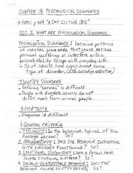 Psychological Disorders Lecture Notes By Ap Psychology Marketplace