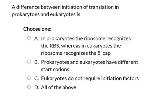 Solved A Difference Between Initiation Of Translation In Prokarytoes
