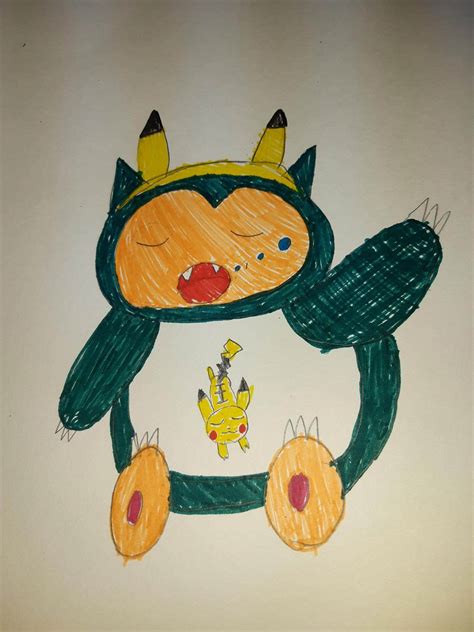 お昼寝ピカチュウとカビゴン ポケモンキッズイラストコンテスト テーマは「ピカチュウとなかよしポケモン」！ 投稿一覧 ポケモンキッズ