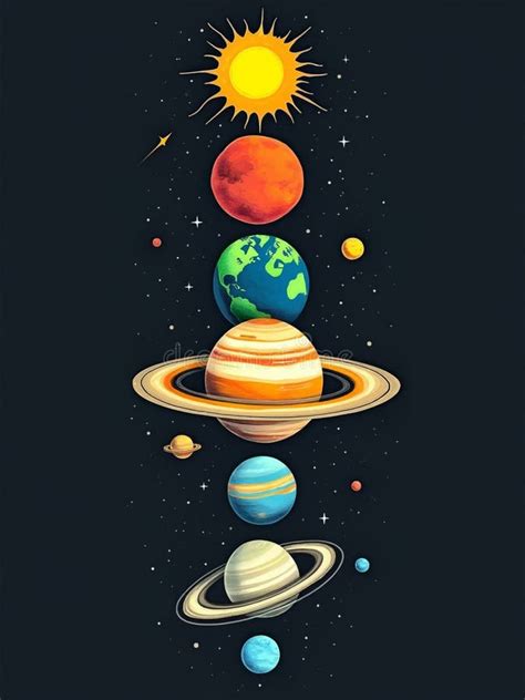 A Vertical Arrangement Of Celestial Bodies Features The Planets Of The