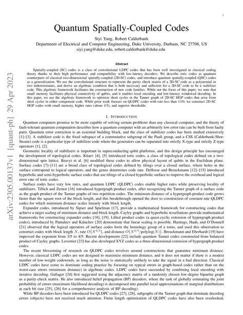 Quantum Spatially Coupled Codes Deepai