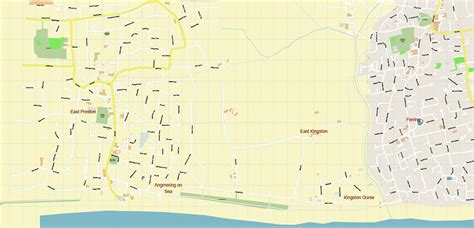 Worthing Area Uk Map Vector City Plan High Detailed Street Map Editable