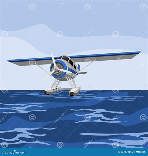 Front Semi Oblique View Pontoon Vector Illustration Stock Vector
