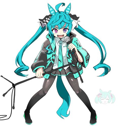 The Big Imageboard Tbib 1girl D Ahoge Animal Ears Aqua Hair Aqua
