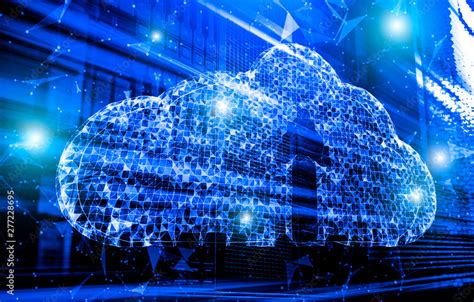 Cloud Computing Database Design With Neon Plexus Ton And Cloud Icon 3d