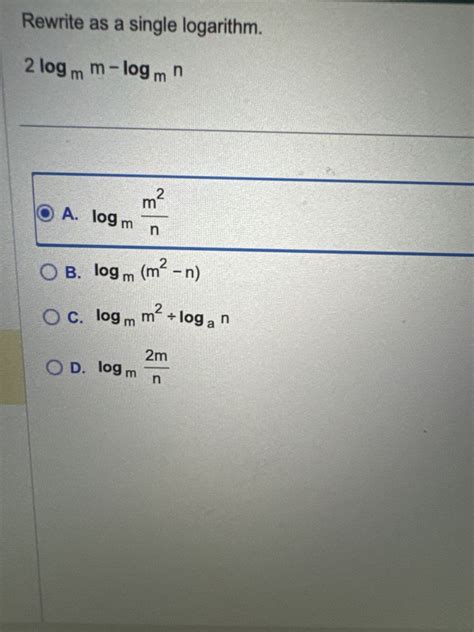 Answered Rewrite As A Single Logarithm 2 Logm… Bartleby