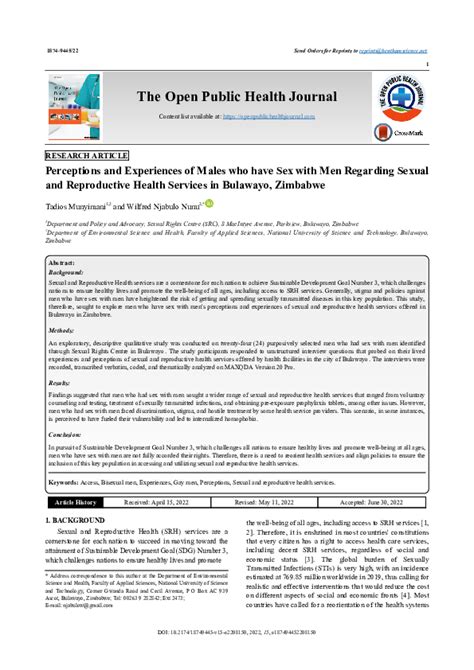 Pdf Perceptions And Experiences Of Males Who Have Sex With Men