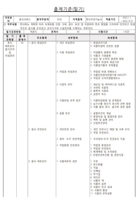한식조리사 자격증2024 한식조리기능사 필기 실기 시험일정 네이버 블로그