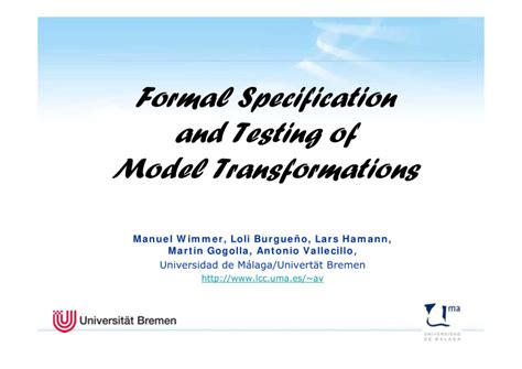 Ppt Formal Specification And Testing Of Model Transformations