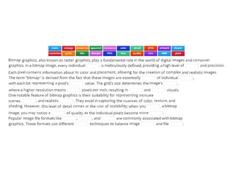 Bitmap Graphics Vocabulary Missing Word