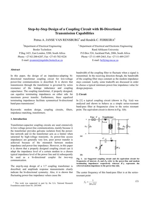 Pdf Step By Step Design Of A Coupling Circuit With Bi Directional