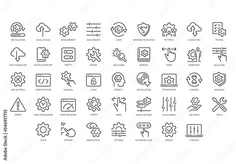 Setup And Settings Outline Icons Set Stock Template Adobe Stock