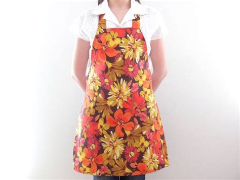 Cotton Apron Full Kitchen Apron Flower With By Silverfrosthandmade