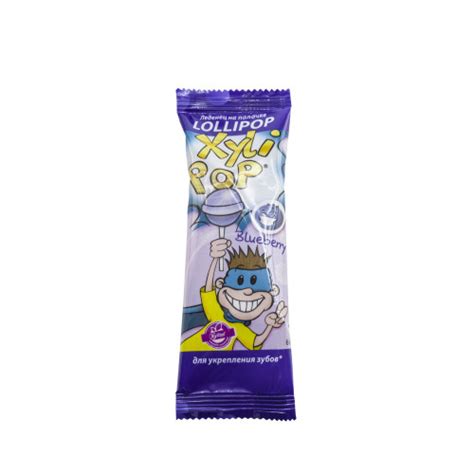 Леденцы на палочке Miradent XyliPOP с ксилитом, вкус голубики, 1 шт ...