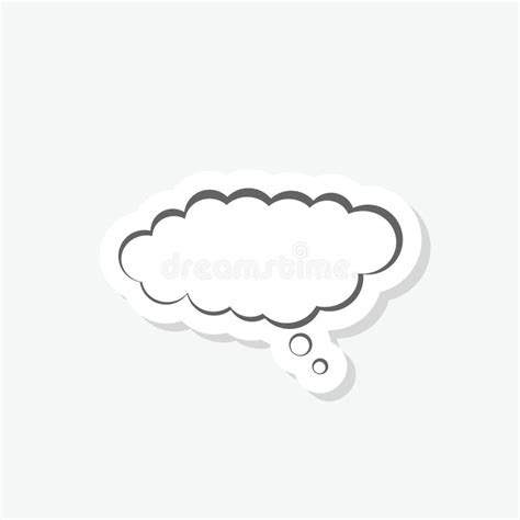 Thought Cloud Icon Sticker Isolated On Gray Background Stock