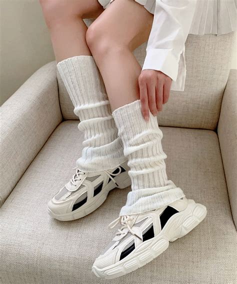 [압박니삭스] 골지 쫀쫀 니삭스 모음전 반스타킹 핫걸 패션양말 반양말 배색종아리 중목양말 세트 컬러배색 에이블리