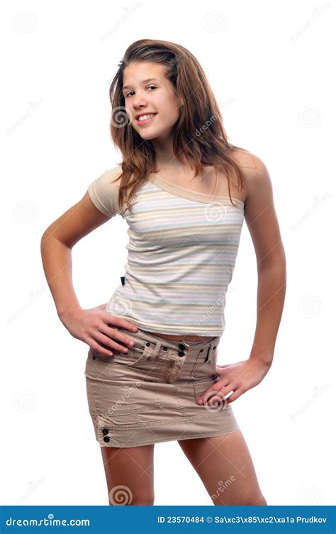 Adolescente De Sourire Mignonne Dans La Jupe Et Le Chemisier Images Stock Image 23570484