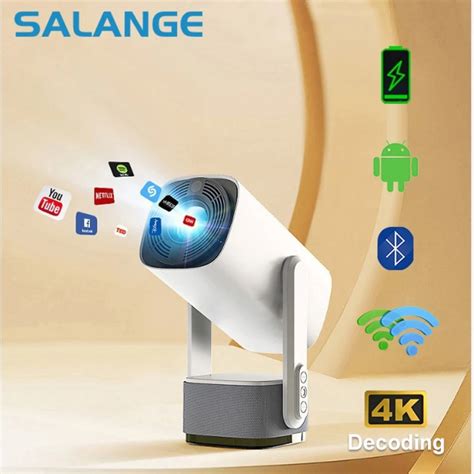Salange 4K Projetor K2 Smart Android 11 0 Bateria Embutida Alto Falante