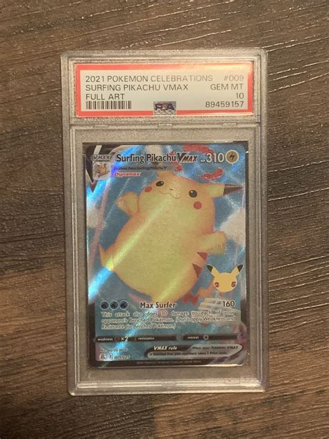 2021 Pokemon Celebrations Surfing Pikachu Vmax Full Art 009 Psa 10 Gem