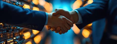 Handshake In Server Room Premium Ai Generated Image