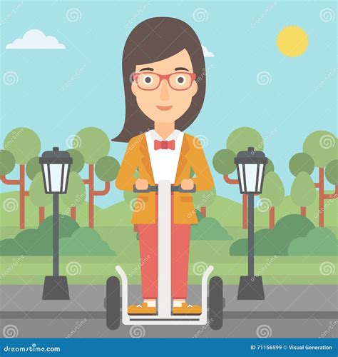 Woman Riding On Electric Scooter Stock Vector Illustration Of Lady