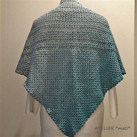 斜めグラデーションのボーダーストール、完成！ かぎ針編みの無料編み図 Atelier Mati