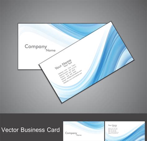 Abstract Blue Colorful Fantastic Wave Business Card Set Vector Vectors