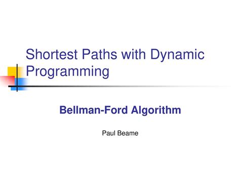 Shortest Paths With Dynamic Programming Ppt Download