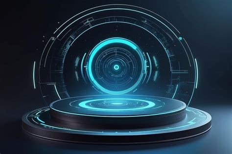 Premium Photo Futuristic Circle D Lab With Hud Elements Interface Ui