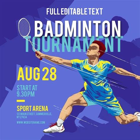 Premium Vector Badminton Tournament Flyer Design Template Sport Poster Design Badminton