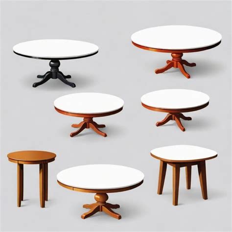 A Collection Of Small Tables With One That Has A Brown Base Premium Ai Generated Vector