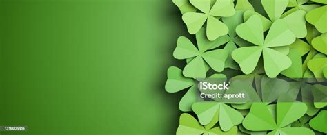 Cloverleaf Background Isolated On A Green Background To The Left All