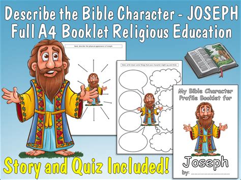 JOSEPH BUNDLE Describe The Character Booklet JOSEPH Story Quiz