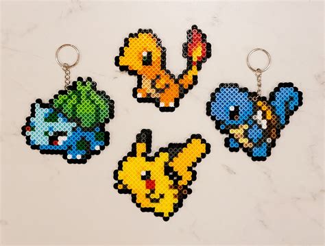 Pokemon Gen 1 Starters Perler Bead Keychains And Magnets Etsy