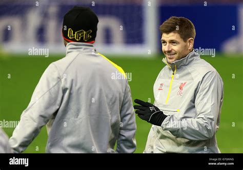 Liverpools Steven Gerrard Training Session Anfield Stadium Hi Res Stock