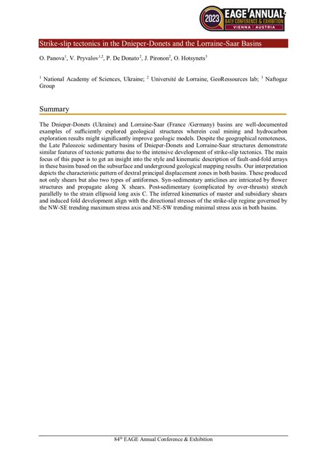 Pdf Strike Slip Tectonics In The Dnieper Donets And The Lorraine Saar Basins