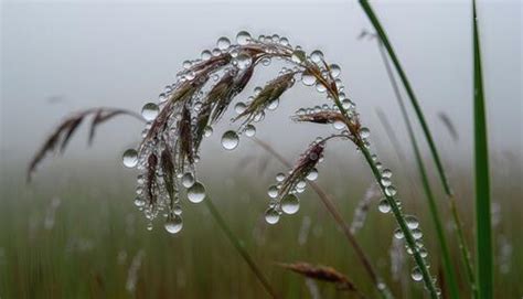 Капли воды на травинке на фоне тумана · бесплатная фотография от U105092097149120947527