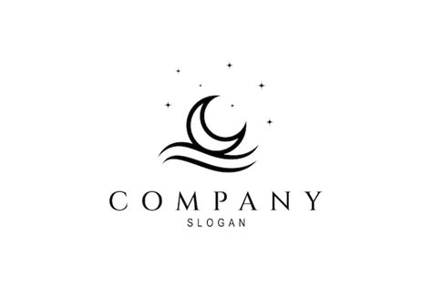 Premium Vector Crescent Moon Logo Design Template With Waves