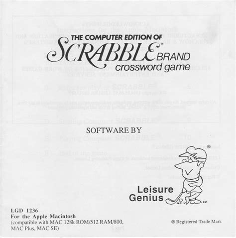 The Computer Edition Of Scrabble Brand Crossword Game Cover Or
