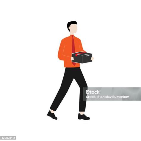 한 남자가 상자를 들고 있다 흰색 배경에 고립 된 평면 만화 캐릭터eps 남자에 대한 스톡 벡터 아트 및 기타 이미지 남자