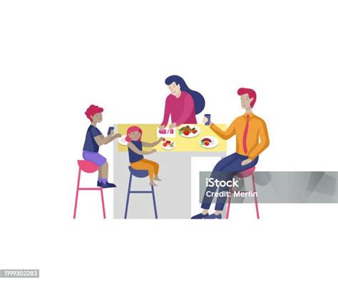 가족 취미 및 활동의 컬렉션입니다 어머니 아버지와 아이들은 함께 가제트와 함께 집에서 휴식을 취합니다 만화 벡터 가족에 대한