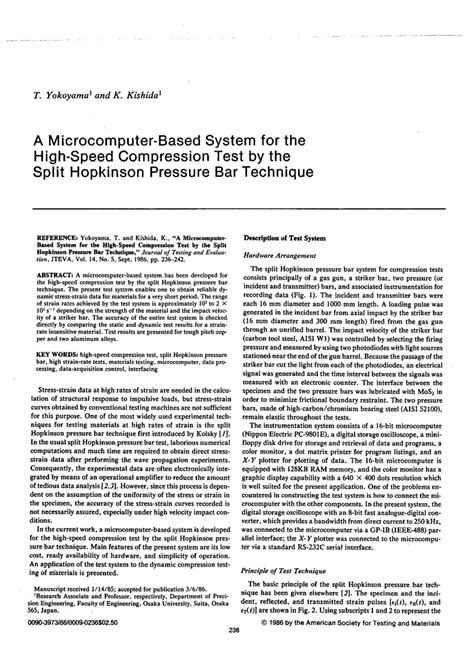 PDF A Microcomputer Based System For The High Speed Compression Test