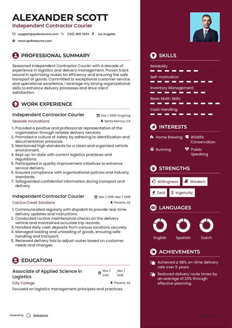 Independent Contractor Courier Resume Samples Templates For