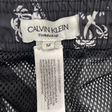 Calvin Klein Mens Swimwear Black Pattern White S