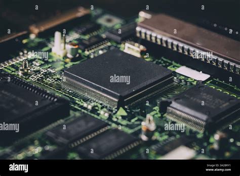 Computer Circuit Board Closeup Cpu Central Processing Unit Electronic Components And Wiring
