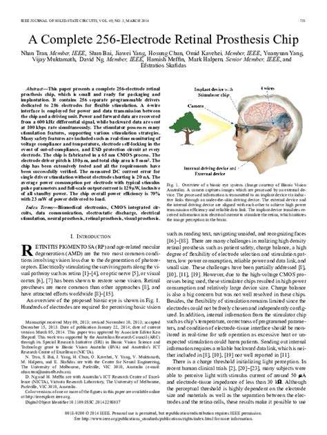 Pdf A Complete 256 Electrode Retinal Prosthesis Chip