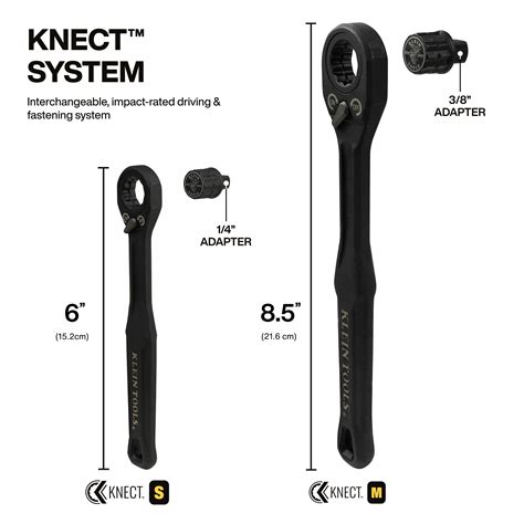 Knect™ S Pass Through Ratchet And 1 4 Inch Drive Socket Adapter Set 65301adp Klein Tools
