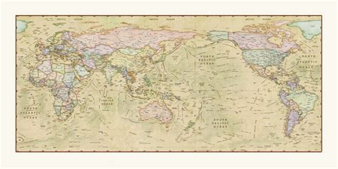 World Antique Wall Map Pacific Centered By Compart The Map Shop Map