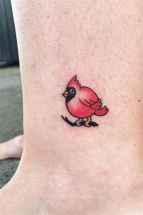 Cartoon Cardinal Tattoos Cardinal Bird Standing Solid Temporary Tattoo
